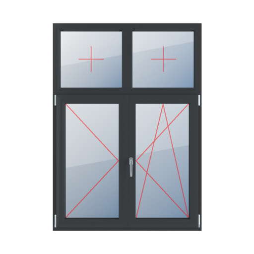 Fixed glazing in a frame, left-hand turn, movable mullion, right-tilt ...